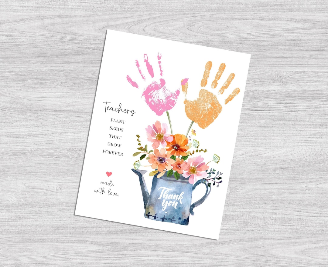 PRINTABLE Kids Handprint Art, DIY Teacher Appreciation Gift, Digital ...