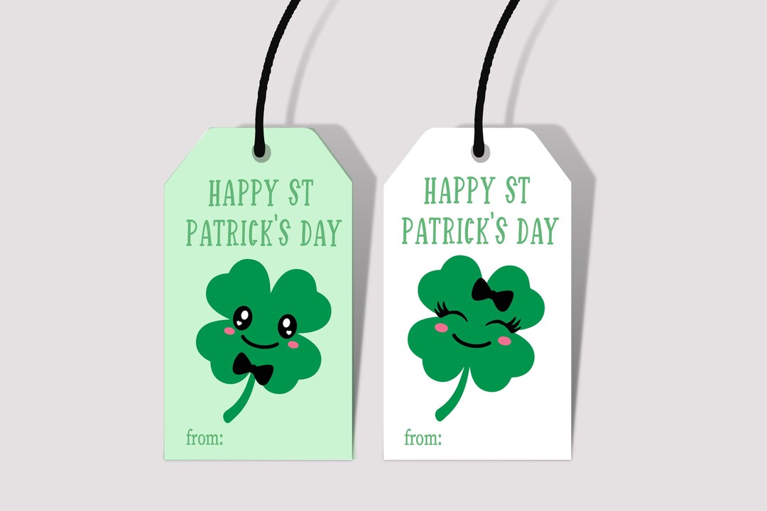 St Patrick's Day Gift Tag PRINTABLE, Cute Shamrock Tags for Kids Treat ...
