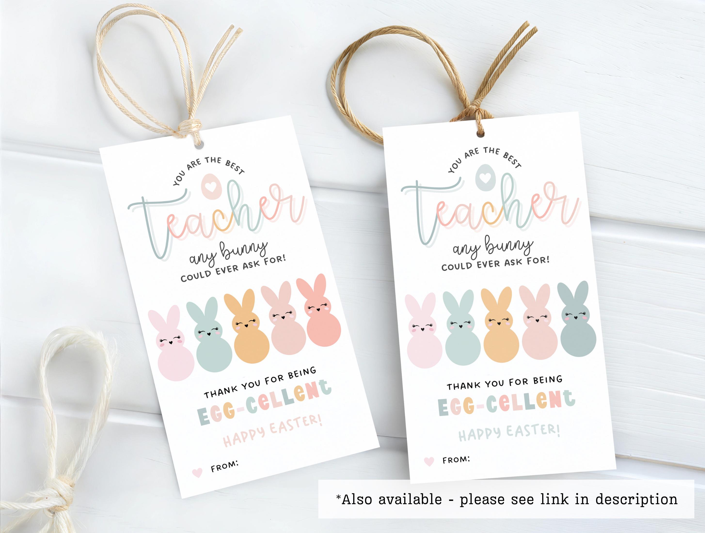 Easter Gift Tags for Teacher PRINTABLE, Digital Rainbow Bunny Favors ...
