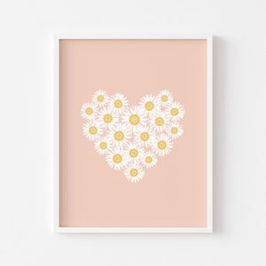 Boho Daisy Wall Art PRINTABLE, Colorful Retro Flower Girl's Room Decor ...