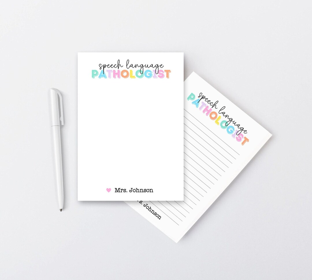 SLP Note Pad Personalized, Speech Language Pathologist Appreciation ...