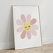 Neutral Daisy Nursery Wall Art, Personalized Boho Pink Decor, Floral ...