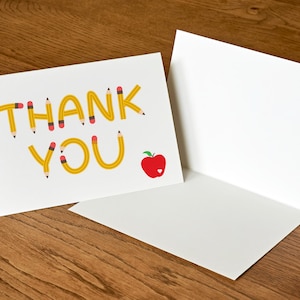 PRINTABLE Teacher Thank You Card, Cute Pencils Back to School Note Card ...