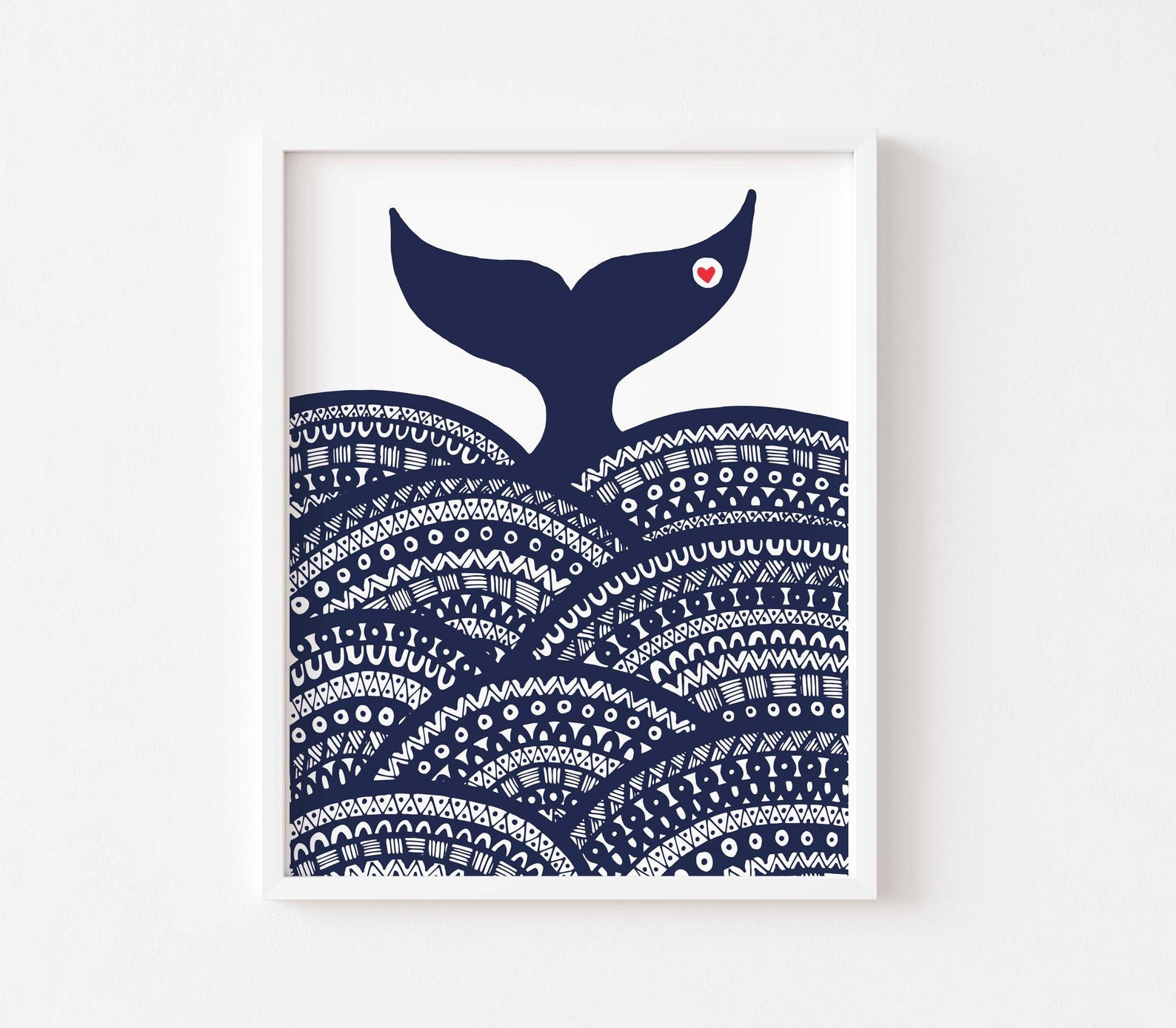 Navy Whale Tail Art PRINTABLE Digital Nautical Nursery Wall - Etsy