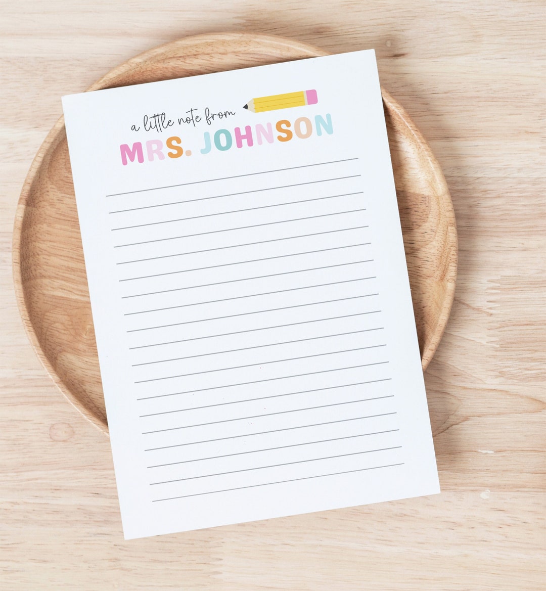 Teacher Note Pad Personalized, Colorful Custom School Stationery, Cute ...