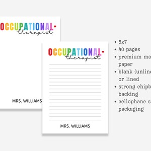 Occupational Therapist Note Pad Personalized, OT Appreciation Gift ...