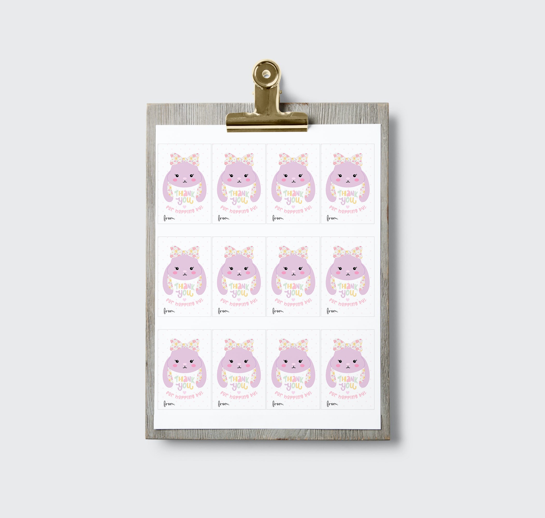 Bunny Gift Tag PRINTABLE, Thank You for Hopping by Party Favors, Cute ...