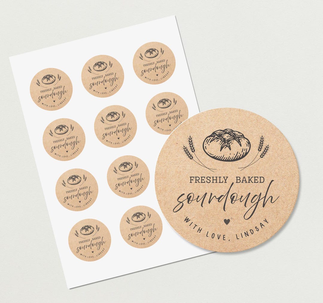 Personalized Sourdough Stickers, Custom Homemade Labels, Kraft Small ...