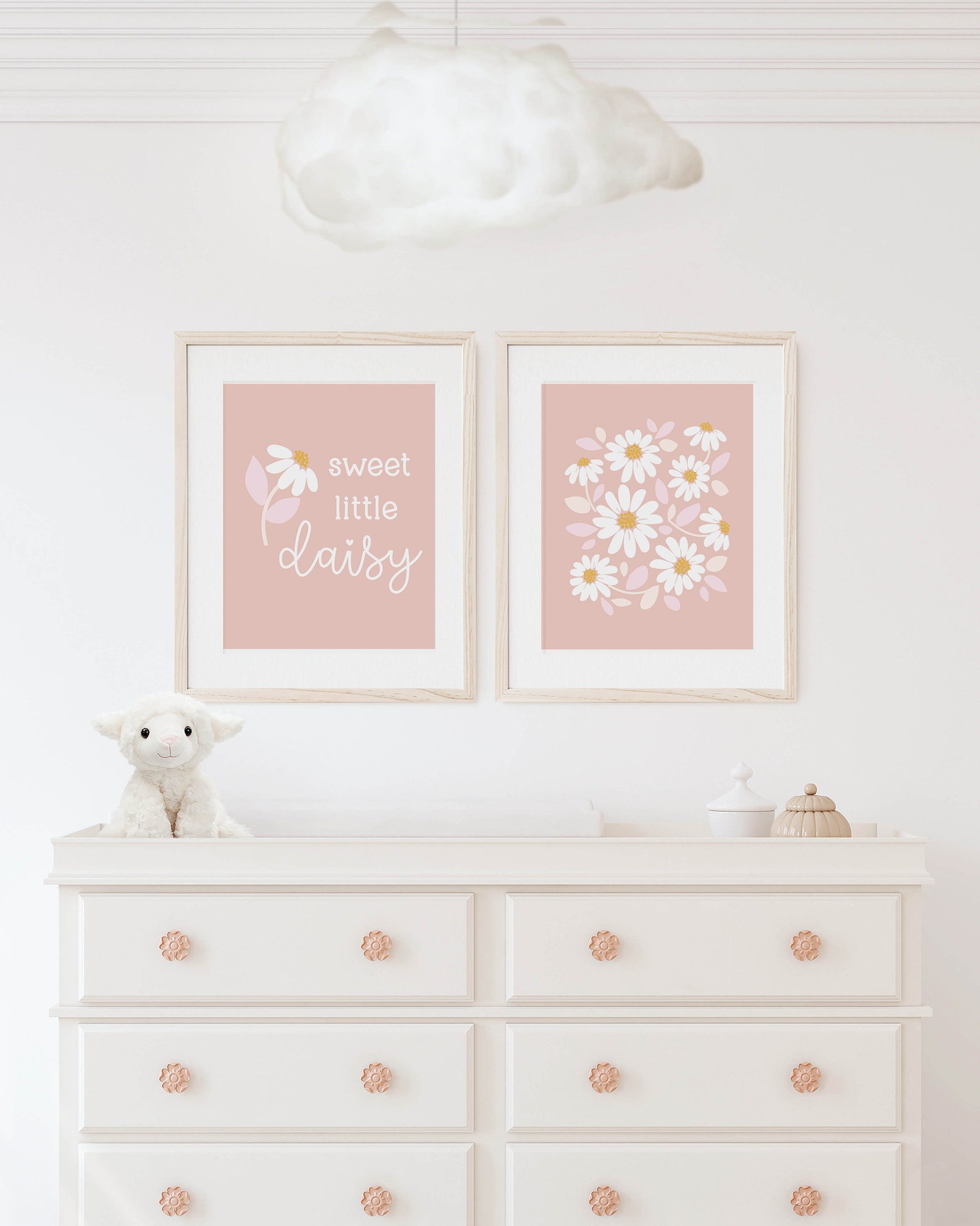 Boho Daisy Nursery Print Set Neutral Modern Daisy Decor - Etsy