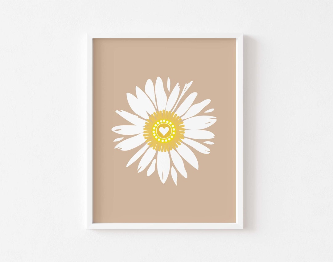 Boho Daisy Wall Art PRINTABLE, Neutral Earth Tone Daisy Teen Room Decor ...