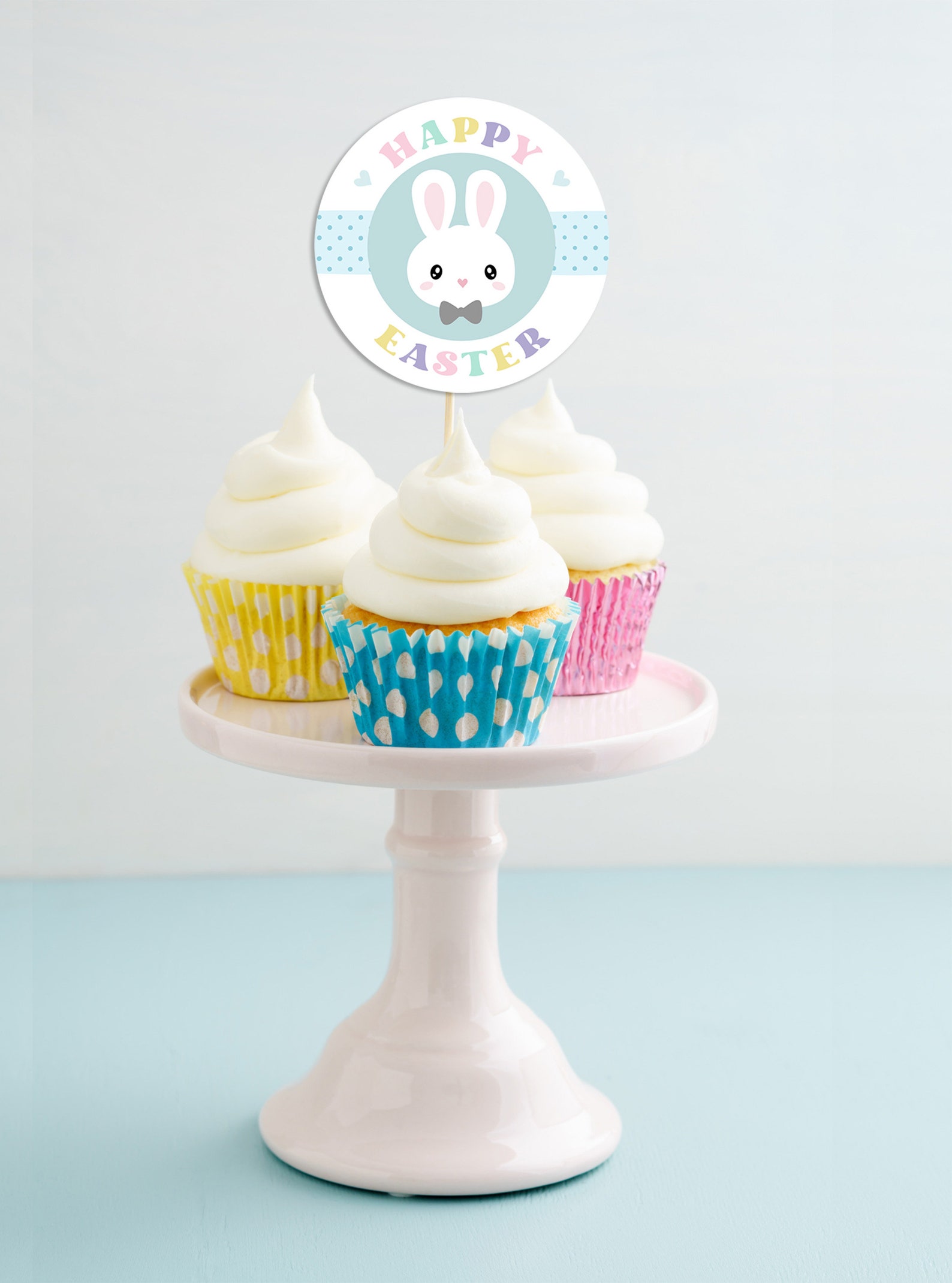 Easter Bunny Cupcake Toppers PRINTABLE Girl Boy Easter - Etsy