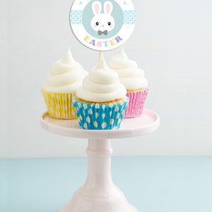 Easter Bunny Cupcake Toppers PRINTABLE, Girl Boy Easter Digital Party ...