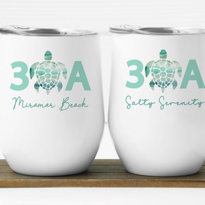 30A Florida Tumbler, Watercolor Sea Turtle Ladies Wine Tumbler, Seaside ...