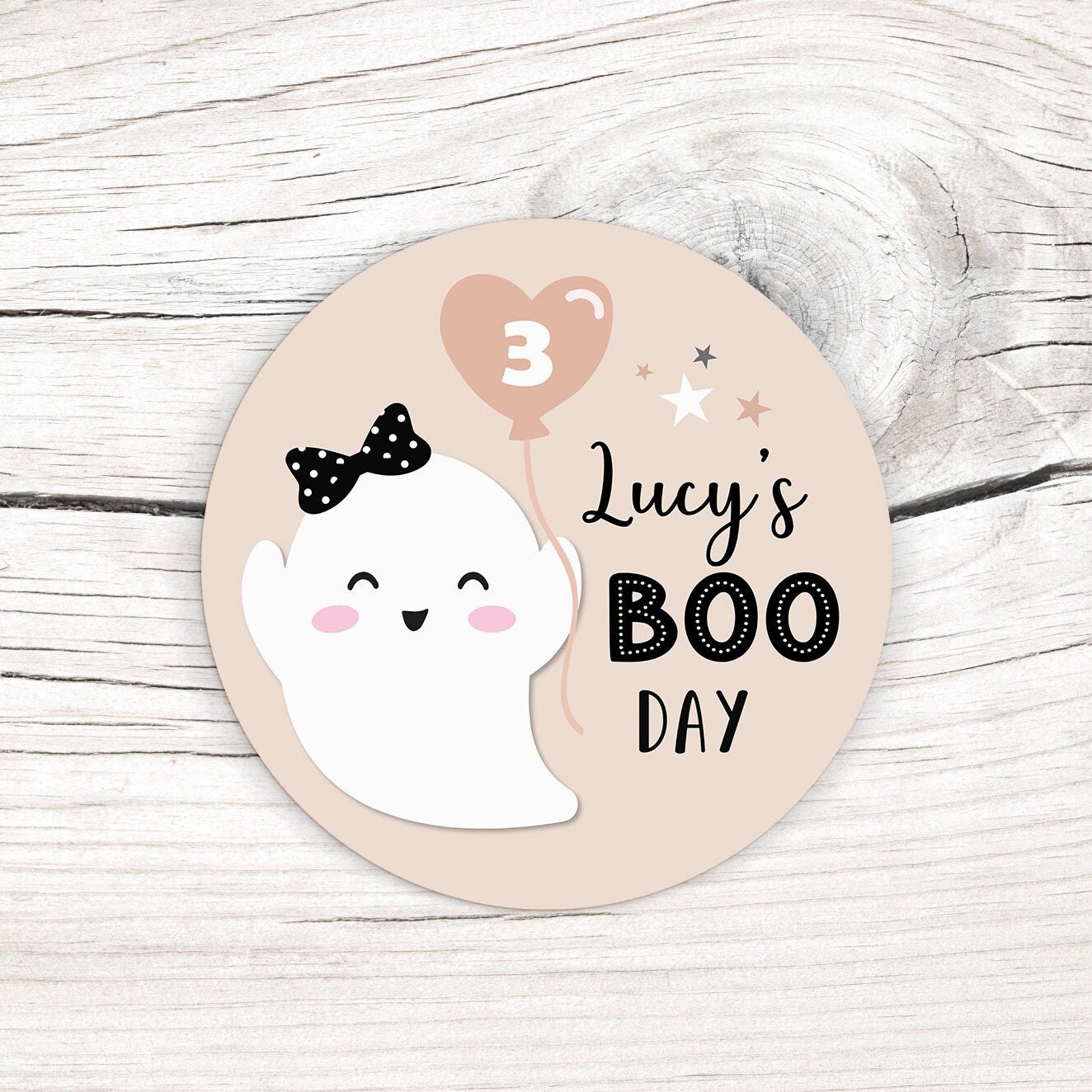 Boo Day Stickers With Name, Personalized Halloween Party Stickers, Boho ...