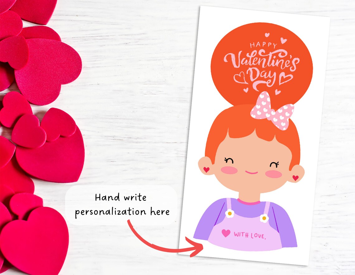 Valentine Hair PRINTABLE, Girls Valentine's Day Cards, Cute Lollipop ...