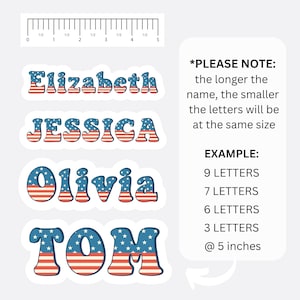 Patriotic Name Sticker, USA Custom Vinyl Decal, Retro American Water ...