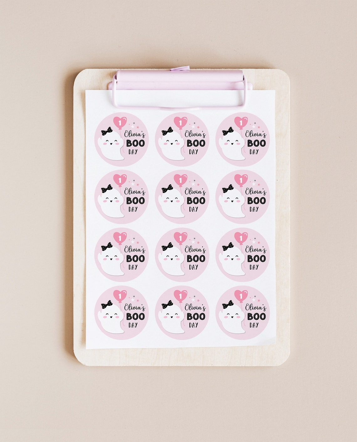 Boo Day Stickers With Name, Personalized Halloween Party Stickers, Boho ...