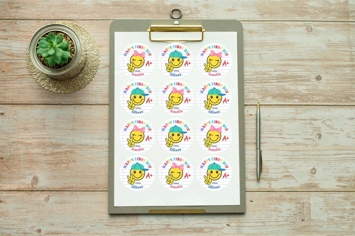 Personalized Back to School Stickers, First Day of School Labels, Y2K ...