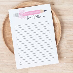 Personalized Teacher Note Pad, Custom Coquette School Stationery ...