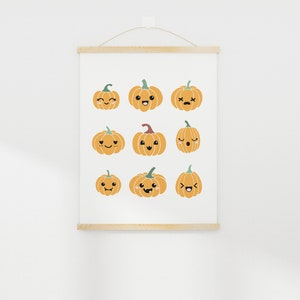 Kids Pumpkin Wall Art PRINTABLE, Cute Fall Nursery Decor, Bright ...