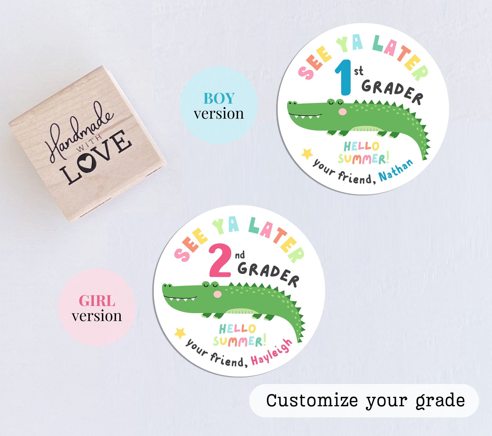 Personalized End of Year Stickers, Cute Alligator See Ya Later, Summer ...