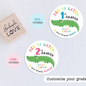Personalized End of Year Stickers, Cute Alligator See Ya Later, Summer ...