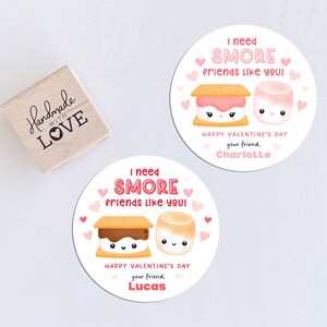 Smores Valentine Stickers Personalized, Marshmallow Valentine's Day ...