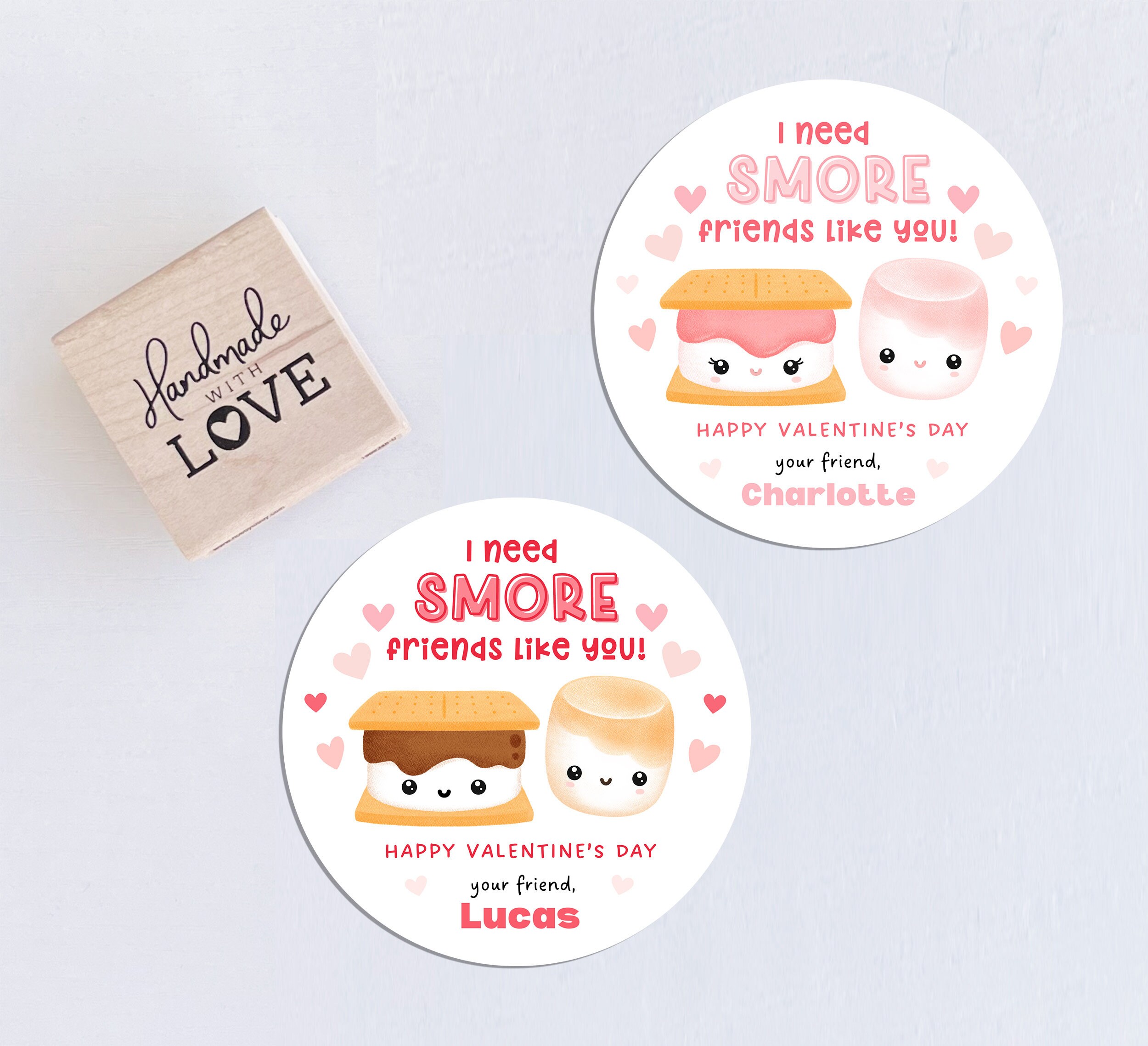 Smores Valentine Stickers Personalized, Marshmallow Valentine's Day ...