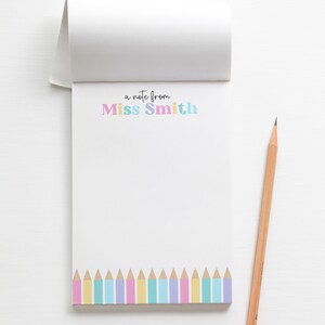 Teacher Note Pad Personalized, Colorful Custom School Stationery, Cute ...