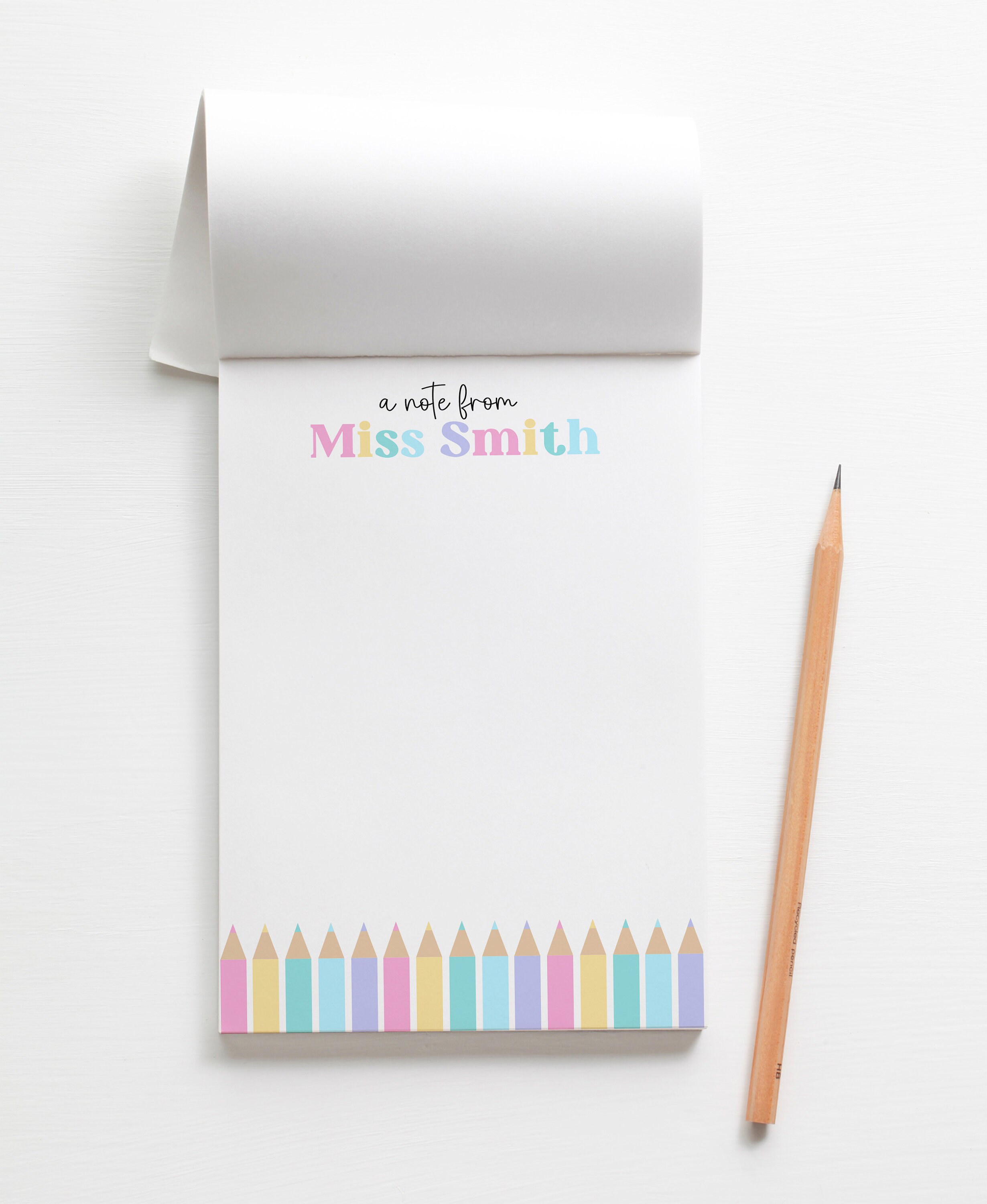 Teacher Note Pad Personalized, Colorful Custom School Stationery, Cute ...