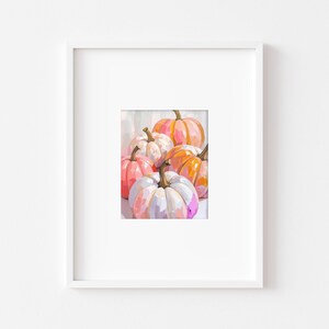 Pumpkins Wall Art PRINTABLE, Pink Fall Kitchen Decor, Colorful Modern ...