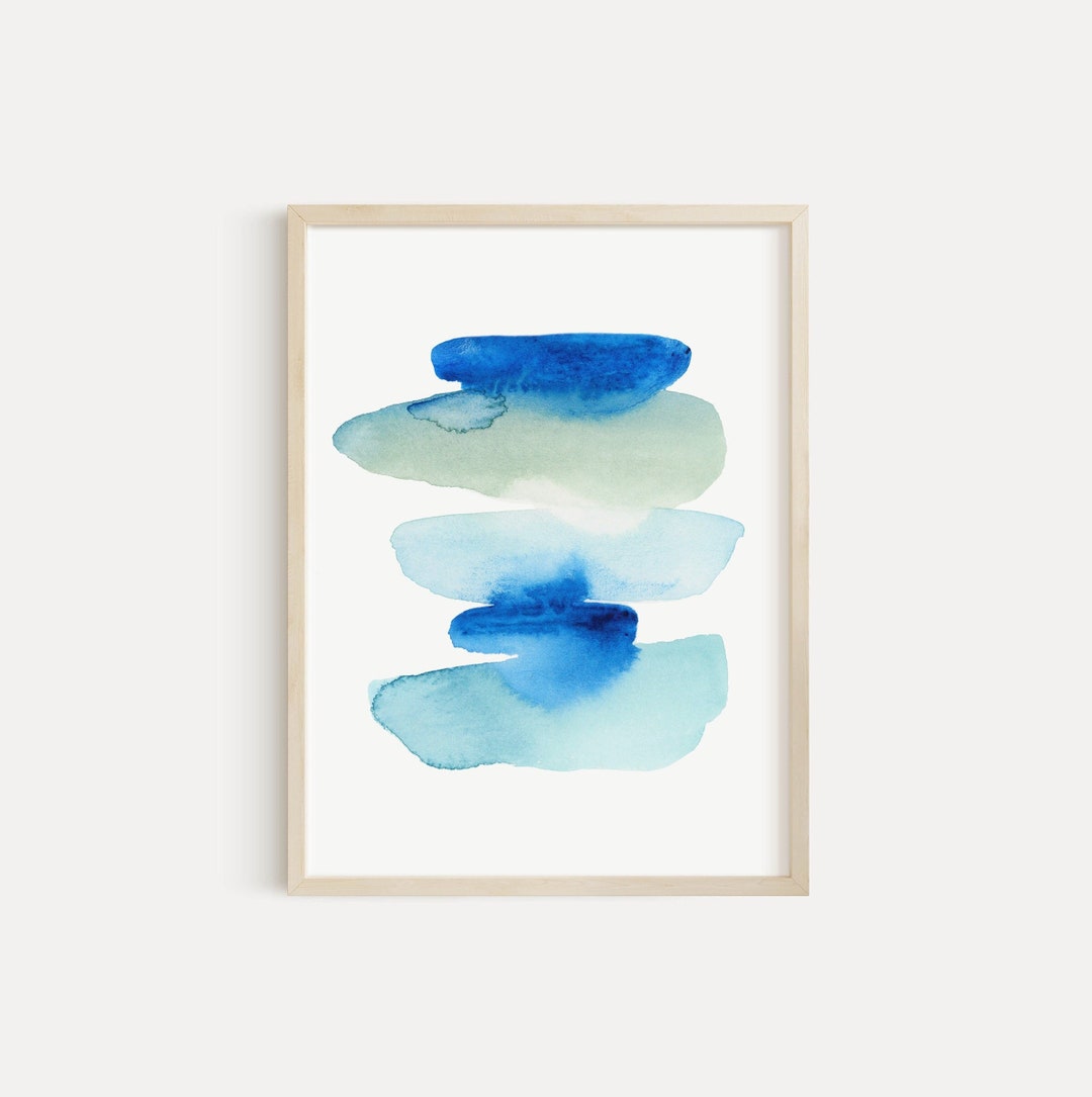 Sea Glass Abstract Art Print, Modern Coastal Wall Art, Blue Green Beach ...