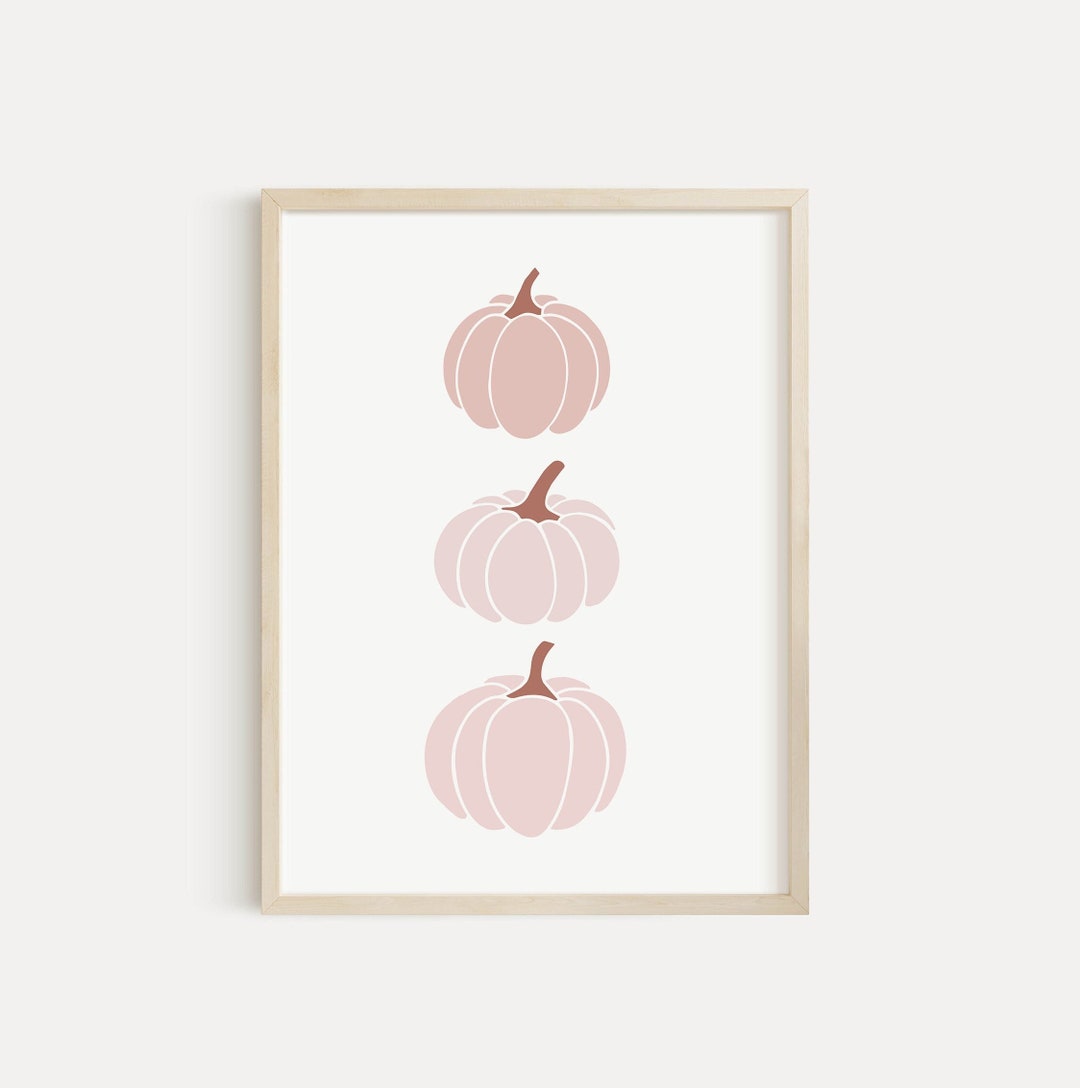 Pink Boho Pumpkin Wall Art PRINTABLE, Muted Pastel Fall Print Set ...