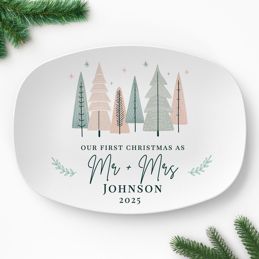 Personalized Christmas Platter for Newlyweds, First Christmas as Mr ...