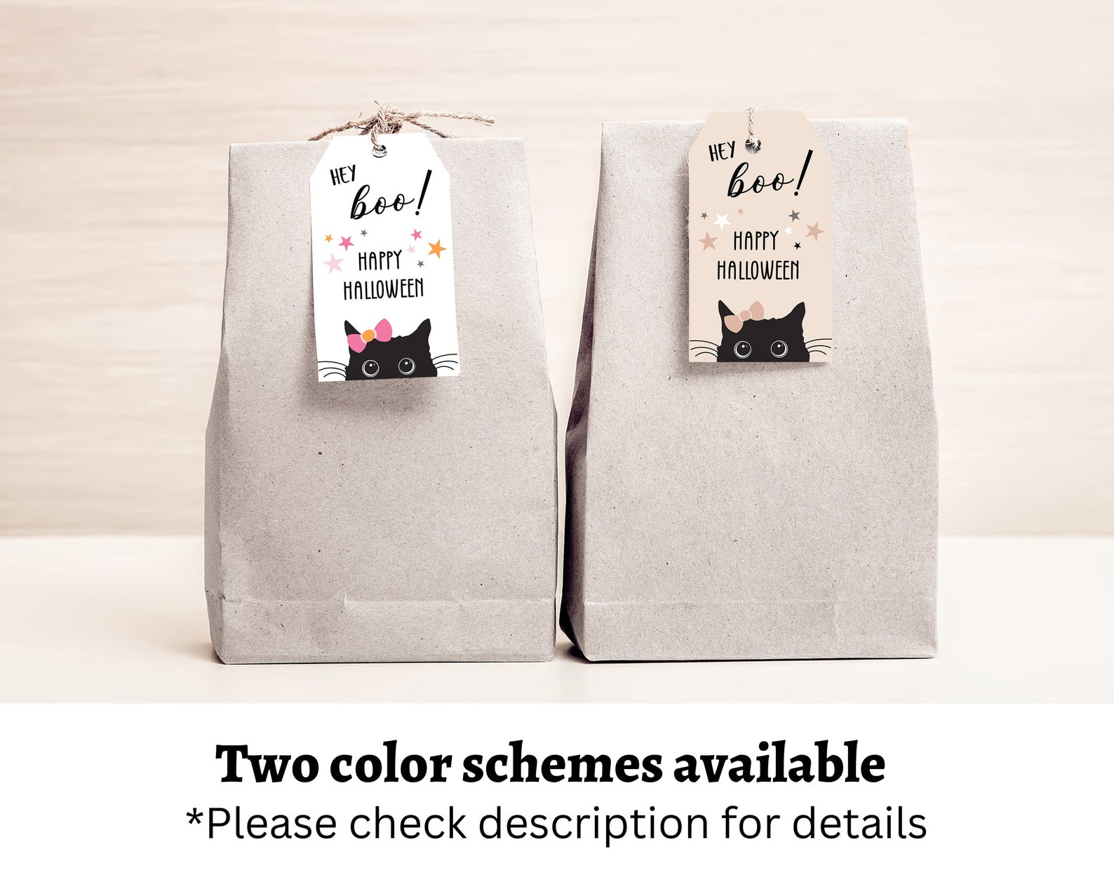 Black Cat Halloween Gift Tag PRINTABLE Digital Hey Boo Party - Etsy