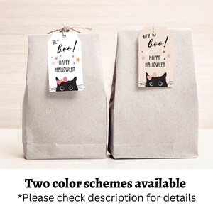Black Cat Halloween Gift Tag PRINTABLE, Digital Hey Boo Party Favors ...