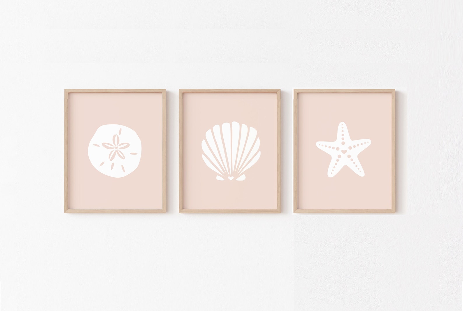 Blush Coastal Nursery Wall Art PRINTABLE, Pink Seashell Girls Room ...