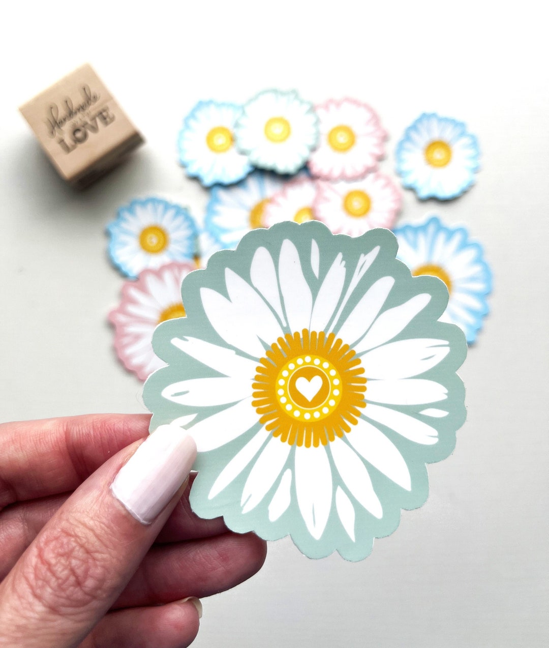 Boho Daisy Sticker, Mini Daisy Sticker Pack, Waterproof Sage Pink Blue ...