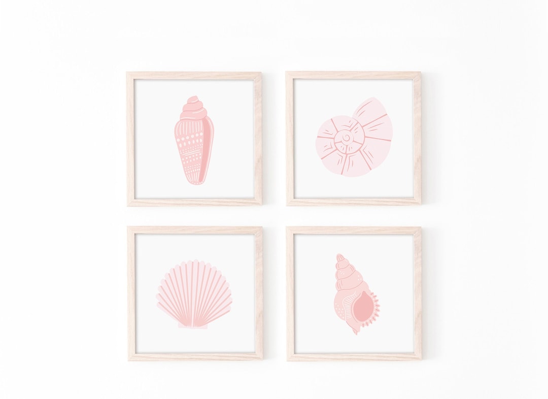 Blush Coastal Nursery Wall Art PRINTABLE, Pink Beach Girls Room Print ...