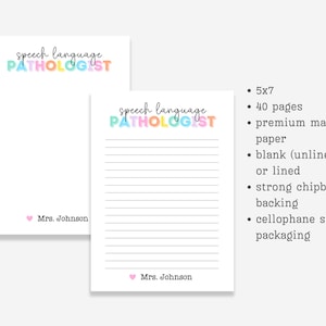 SLP Note Pad Personalized, Speech Language Pathologist Appreciation ...