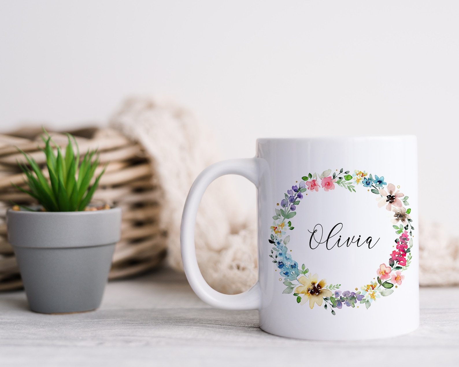 Personalized Wildflower Mug, Custom Botanical Coffee Cup, She is a ...