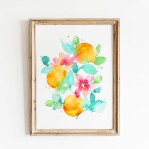 Oranges Fruit Painting, Bright Watercolor Food Wall Art, Summer Citrus ...
