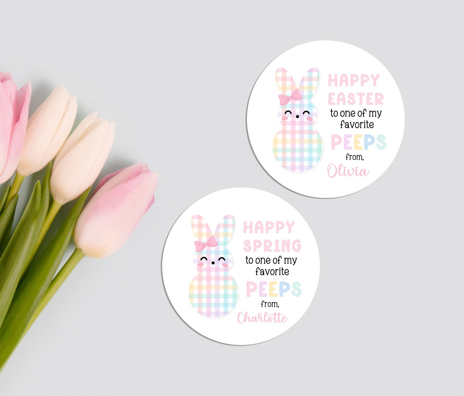 Personalized Easter Bunny Labels, Happy Spring Treat Bag Stickers ...