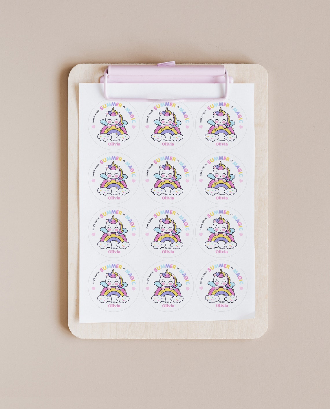 Personalized End of Year Stickers, Unicorn Summer Break Labels, Kids ...