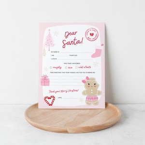 PRINTABLE Dear Santa Letter, Merry Christmas Kids DIY, Girls Christmas ...