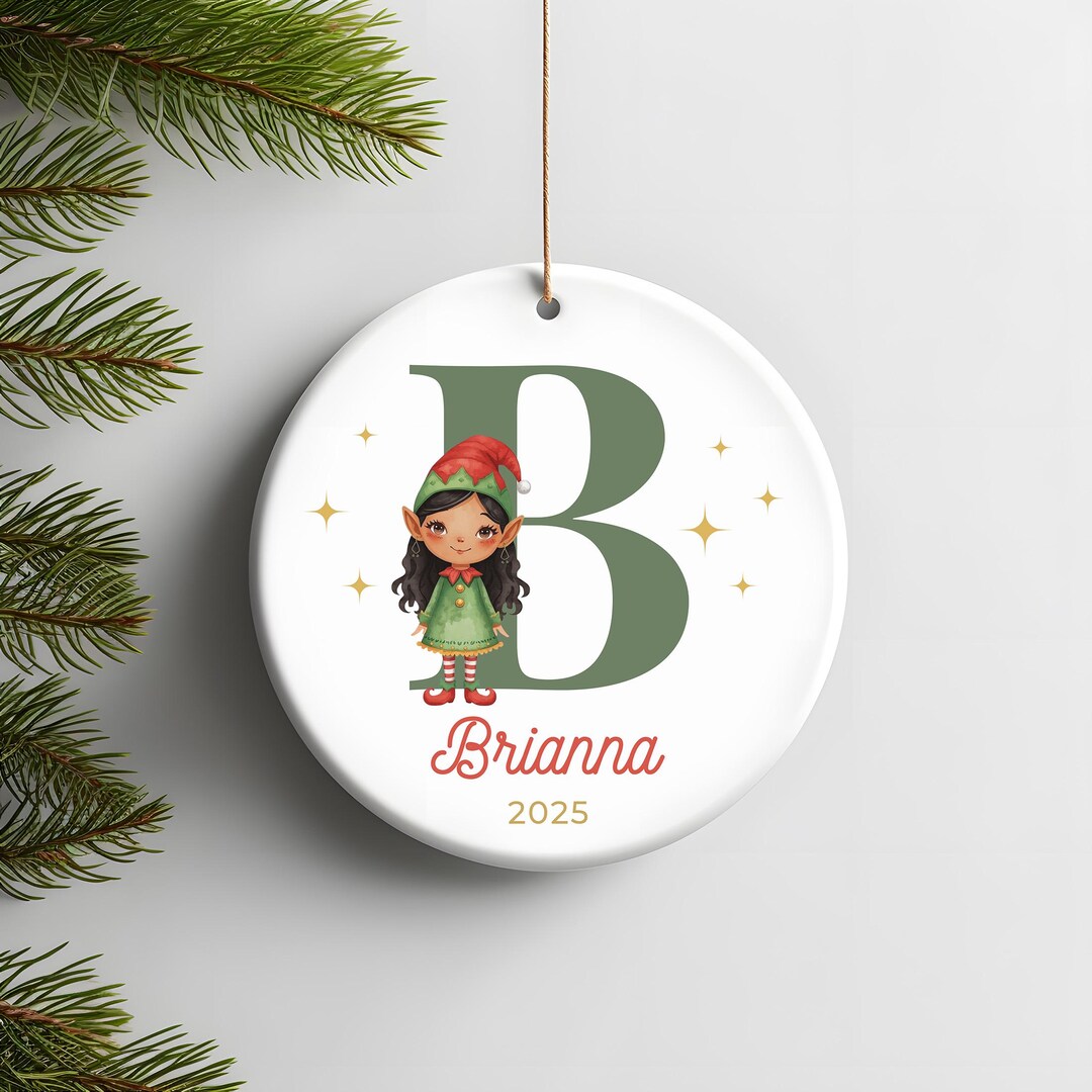 Brown Skin Elf Ornament Personalized, Christmas Ornament With Name ...