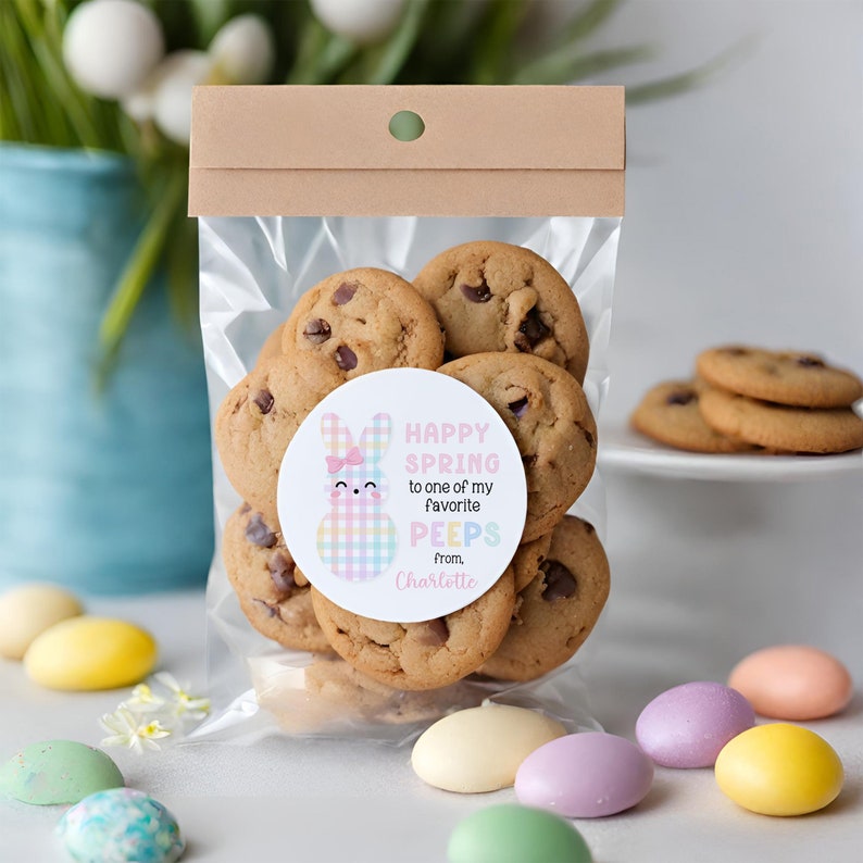 Personalized Easter Bunny Labels, Happy Spring Treat Bag Stickers ...