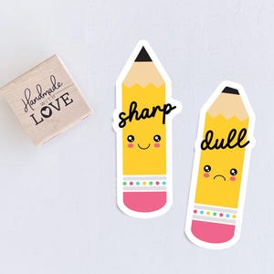 Sharp Dull Pencils Sticker Set, Back to School Class Labels, Cute ...