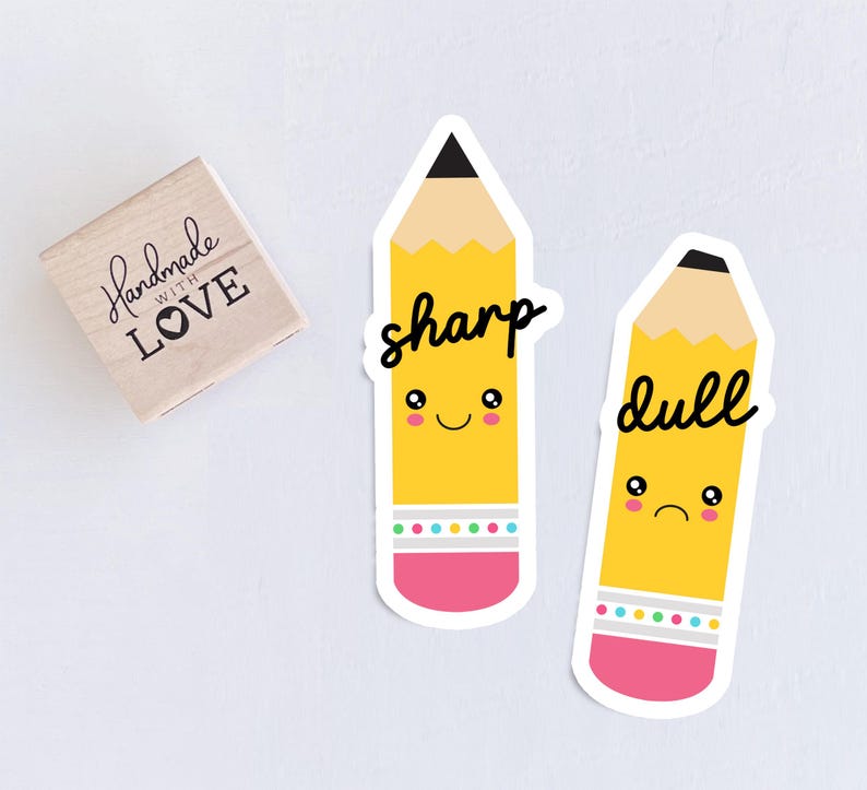 Sharp Dull Pencils Sticker Set, Back to School Class Labels, Cute ...