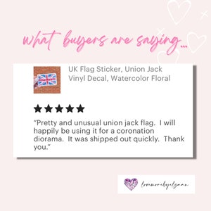 UK Flag Sticker, Union Jack Vinyl Decal, Watercolor Floral British Flag ...